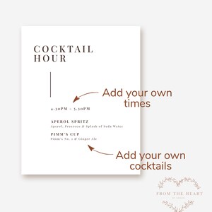 Editable Wedding Cocktail Hour Sign – Signature Drink Sign, Printable ...