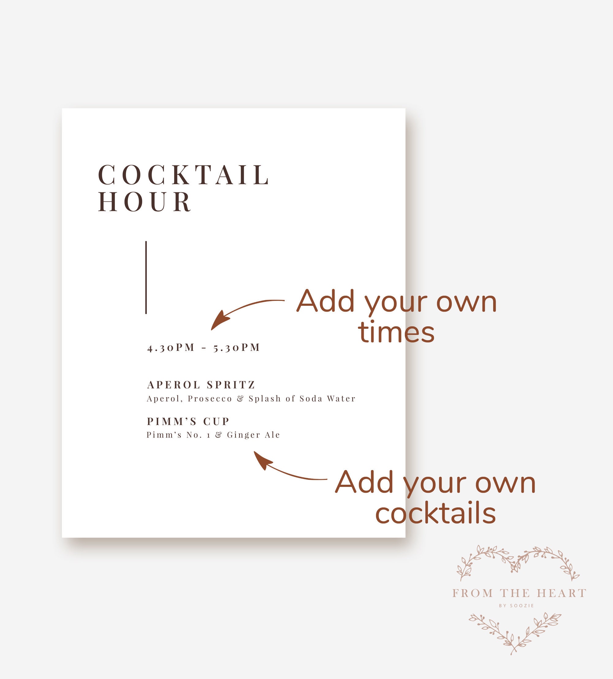 Modern Wedding Cocktail Hour Sign Editable Template, Signature Drink ...