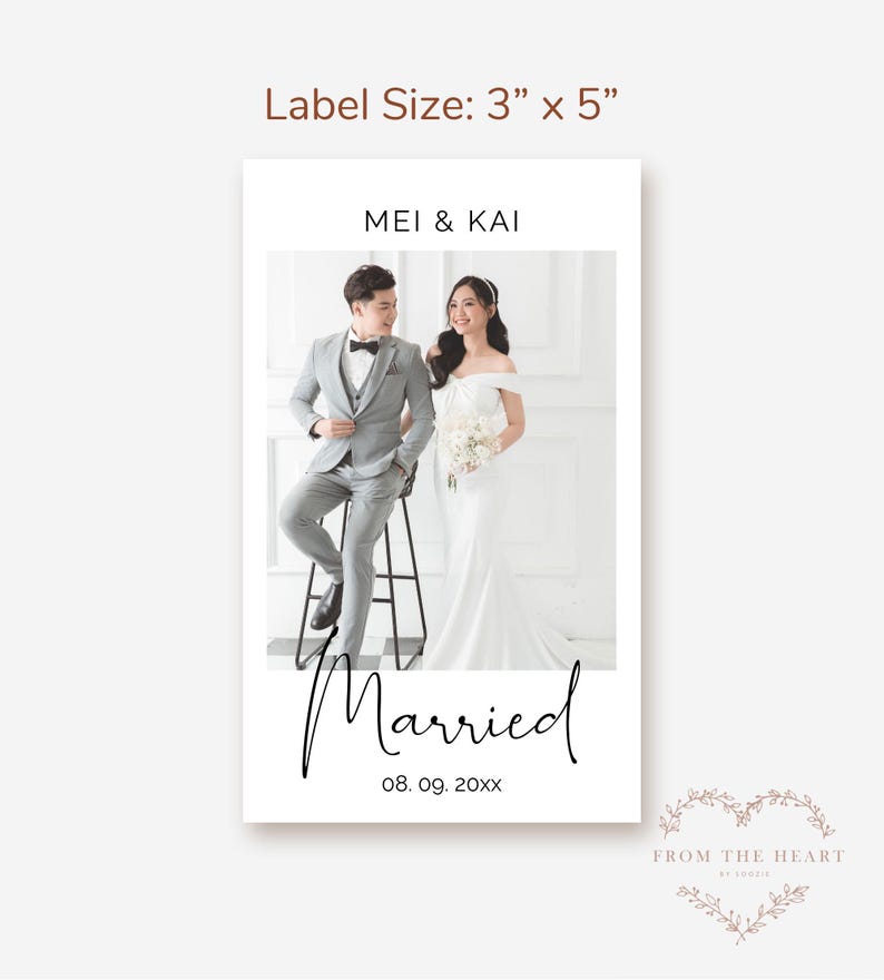 Custom Wedding Wine Bottle Label With Photo – Thank You Gift Idea for ...