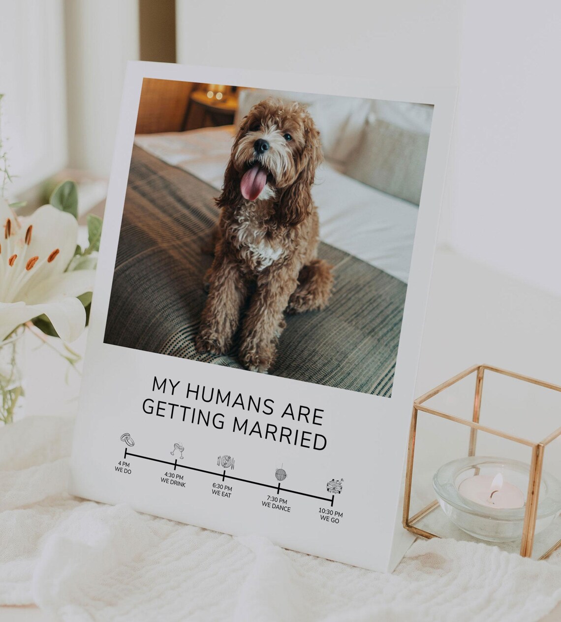 Editable Wedding Timeline Template With Dog Photo - Printable Wedding ...