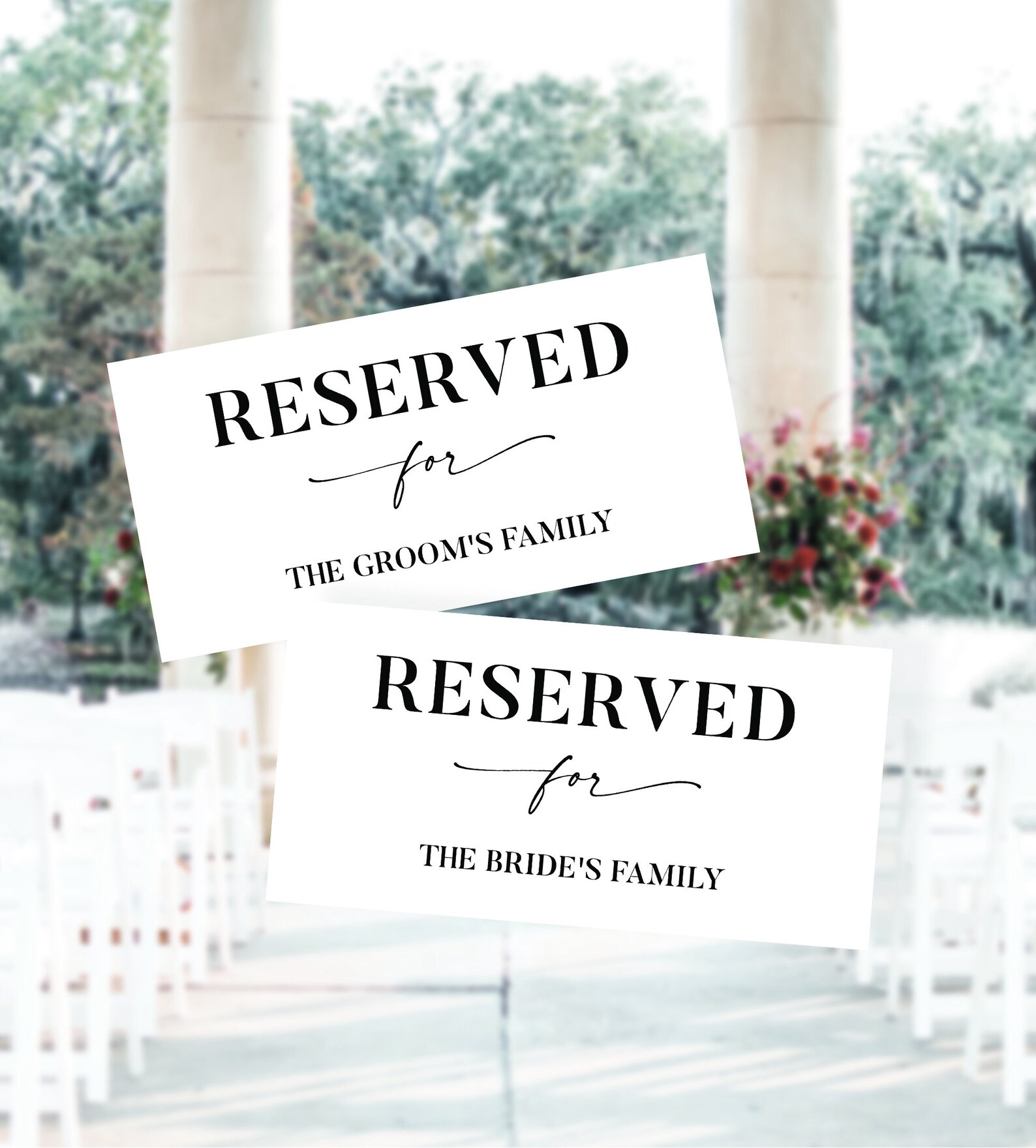 Printable Reserved Chair Tags Bride's Family Groom's Parents Reserved ...