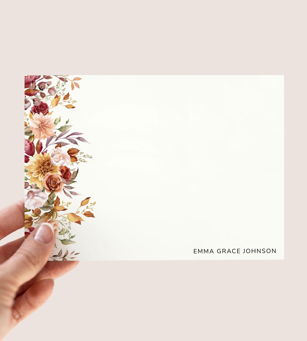 Editable Personalized Fall Note Card Template Custom Autumn Notecard ...