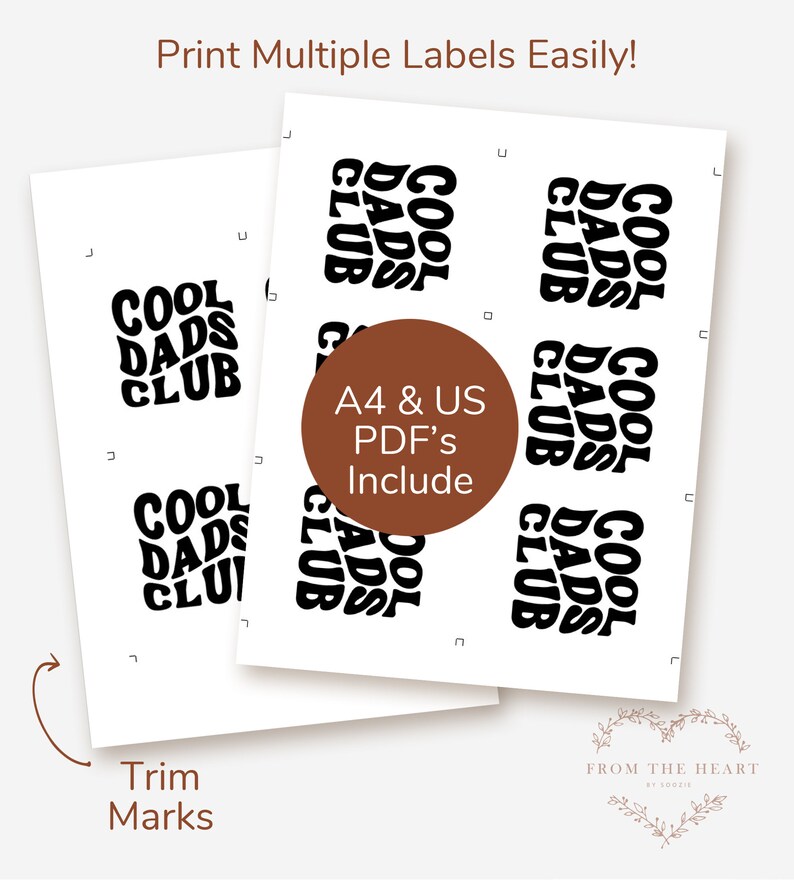 Printable Cool Dads Club Wine Label, Funny Fathers Day Gift From Kids ...
