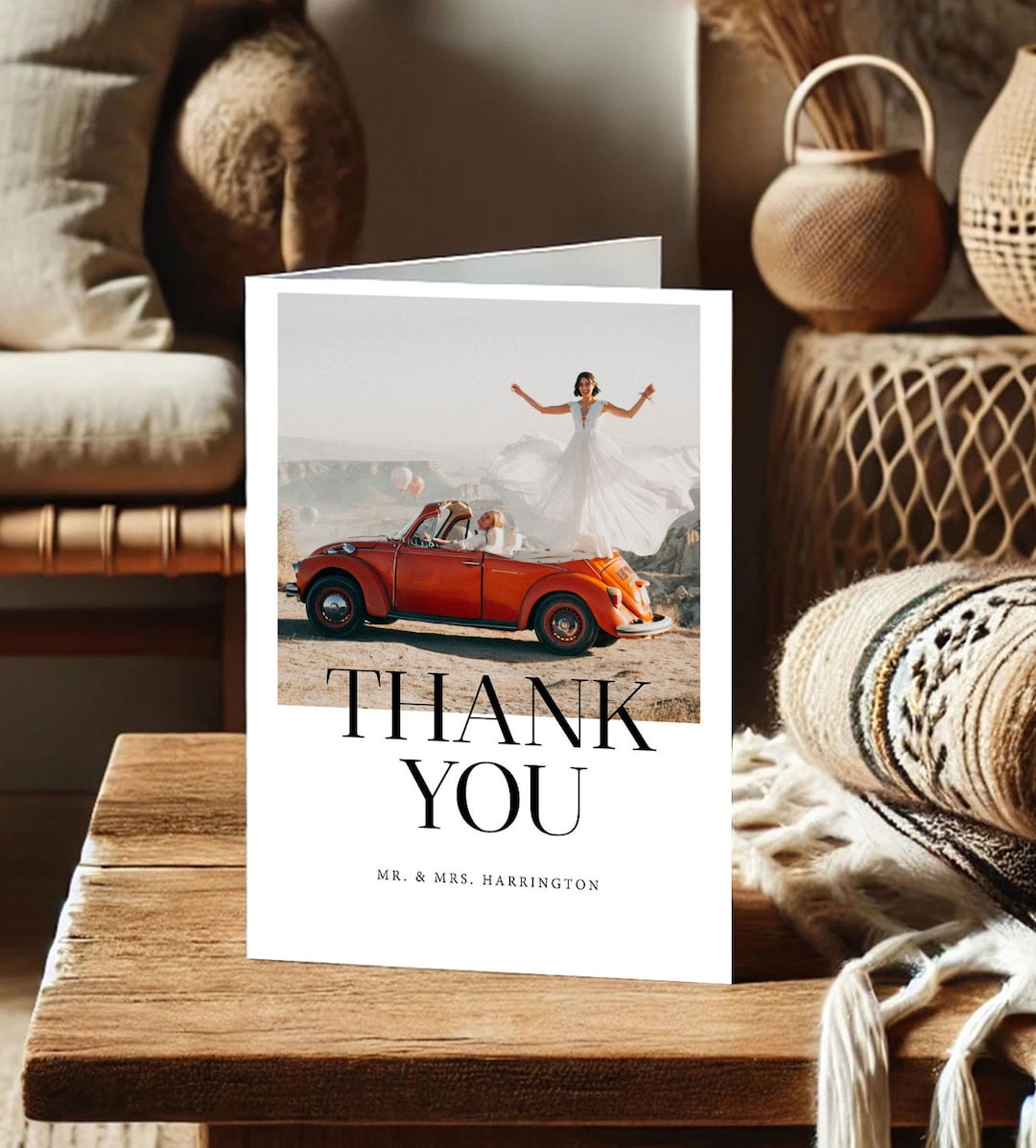 Editable Wedding Thank You Card Template | Custom Photo Thank You Cards ...