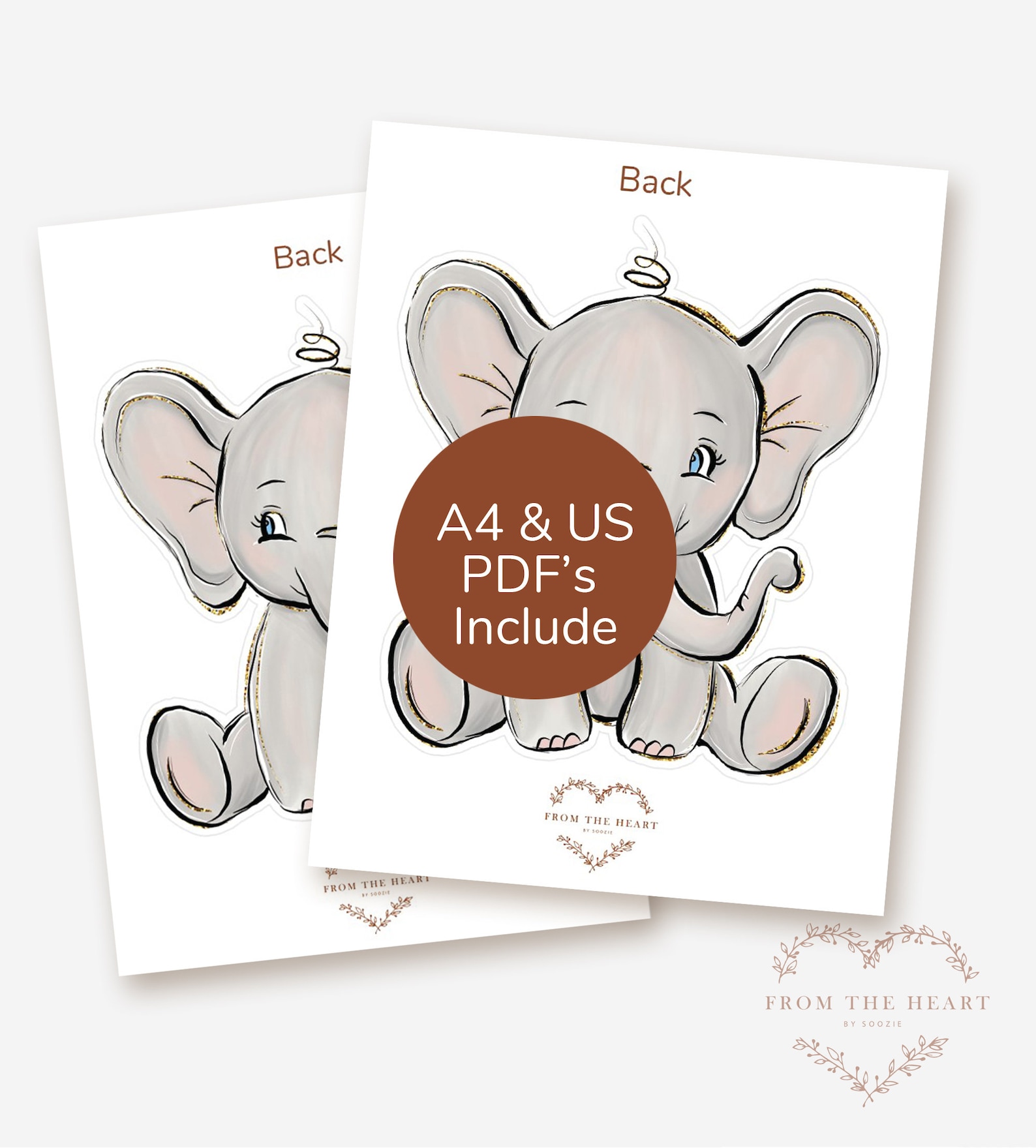 Printable Elephant Centerpiece Elephant Cake Topper Elephant Cutout ...