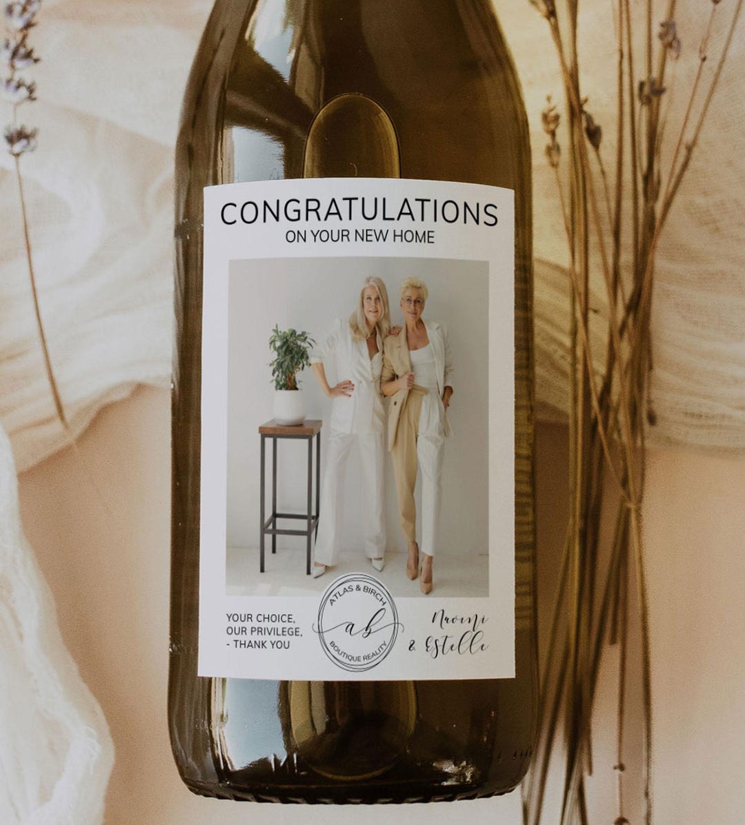 Custom Realtor Wine Label – Closing Gift for Clients, Real Estate Agent ...