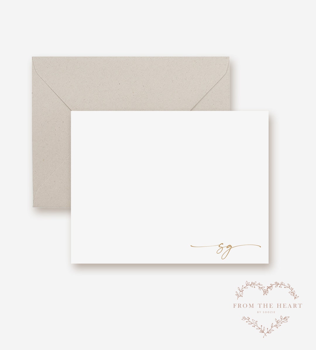 Editable Personalized Gift Initial Note Card, Personalised Stationery ...