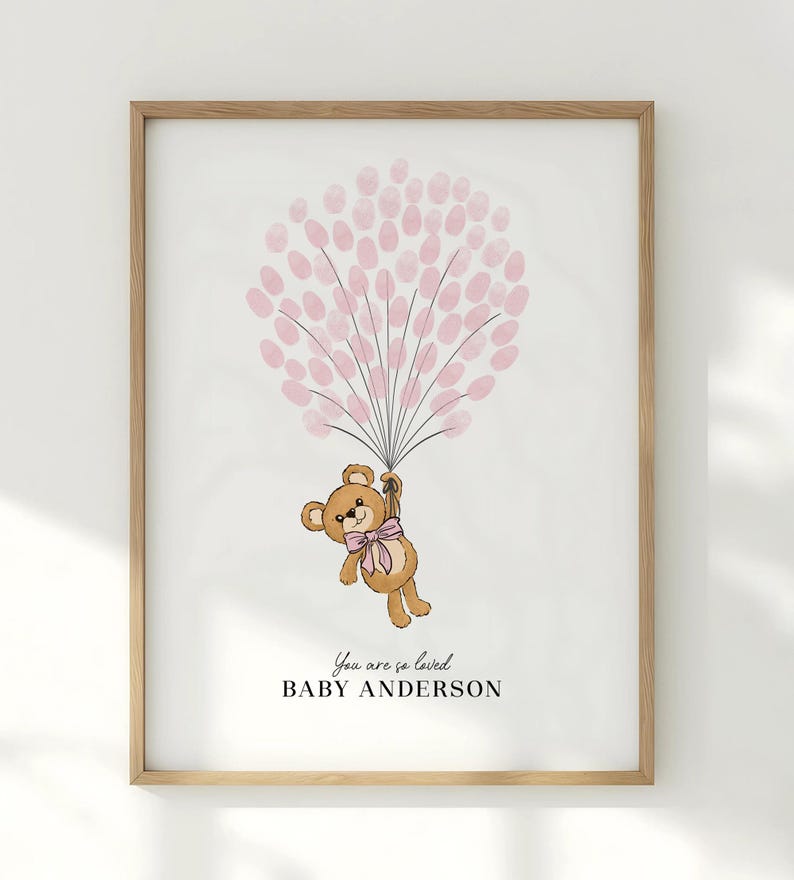 Baby Girl Fingerprint Guest Book – Editable Baby Shower Guestbook ...