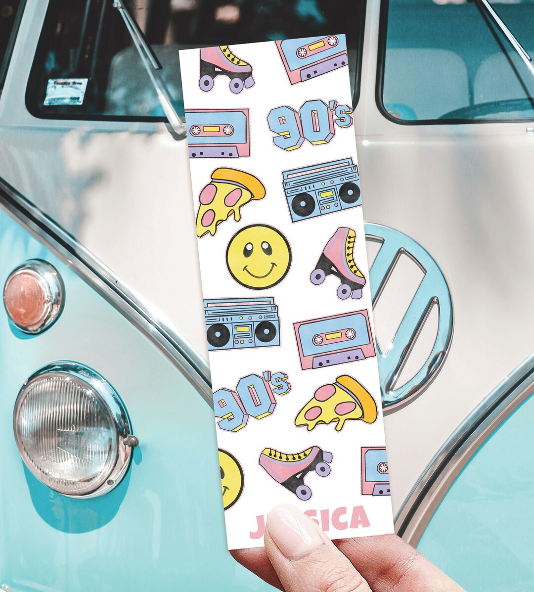 Editable 90s Personalized Bookmark Template, Printable and Customizable ...