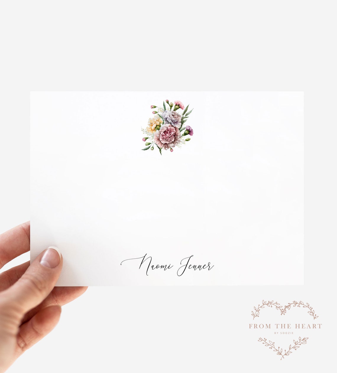 Editable Birth Month Flower Note Card Template Personalized Floral ...