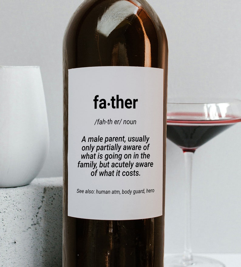 Printable Father Defination Wine Label Stickers for Wine Bottles ...