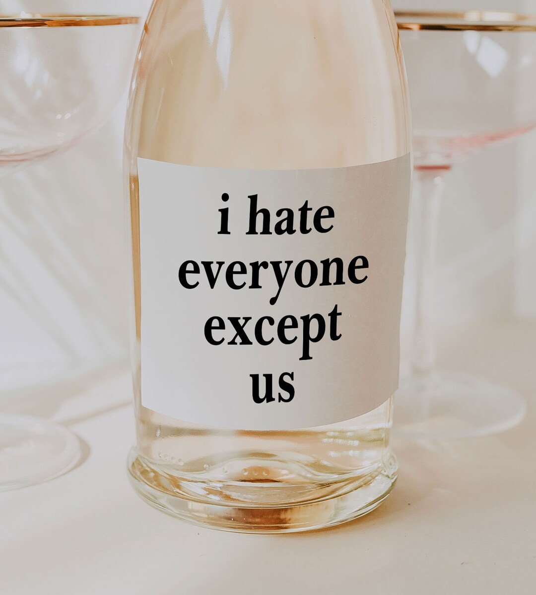 Printable Champagne Label I Hate Everyone Except Us, Present for Best ...