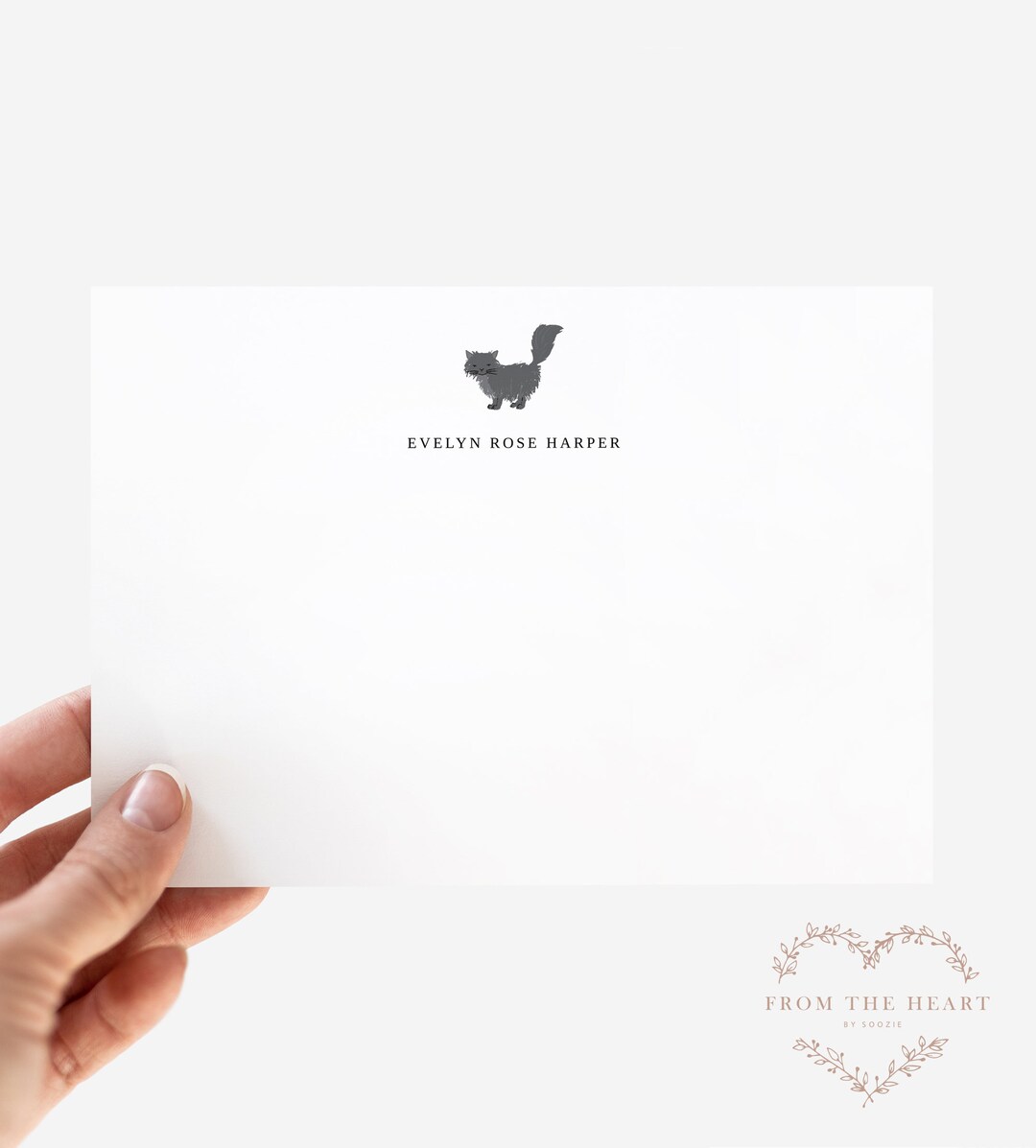 Editable Cat Lover Stationery Template, Personalized Flat Note, Custom ...