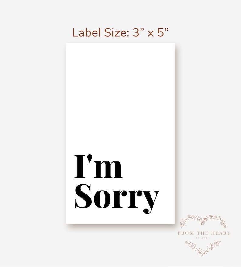 Printable I'm Sorry Wine Label for Apology Gift I'm Sorry Gift Apology ...