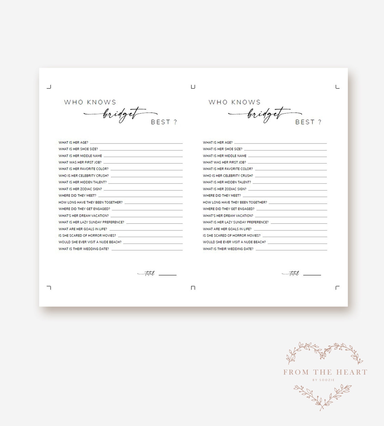 Editable Who Knows the Bride Best Bridal Shower Game Template, Bridal ...