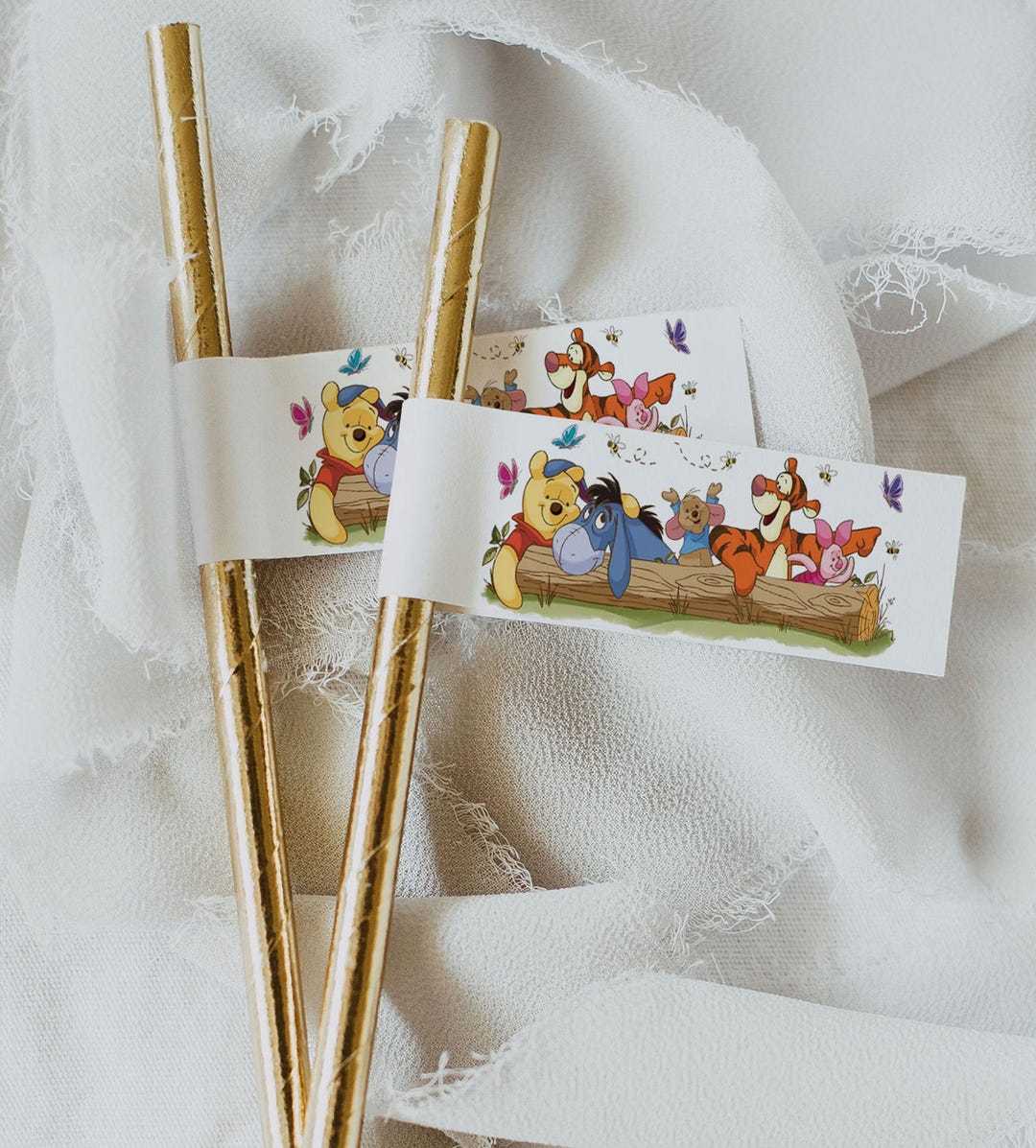 Winnie the Pooh Straw Flags – Printable Baby Shower Drink Tags, Kids ...