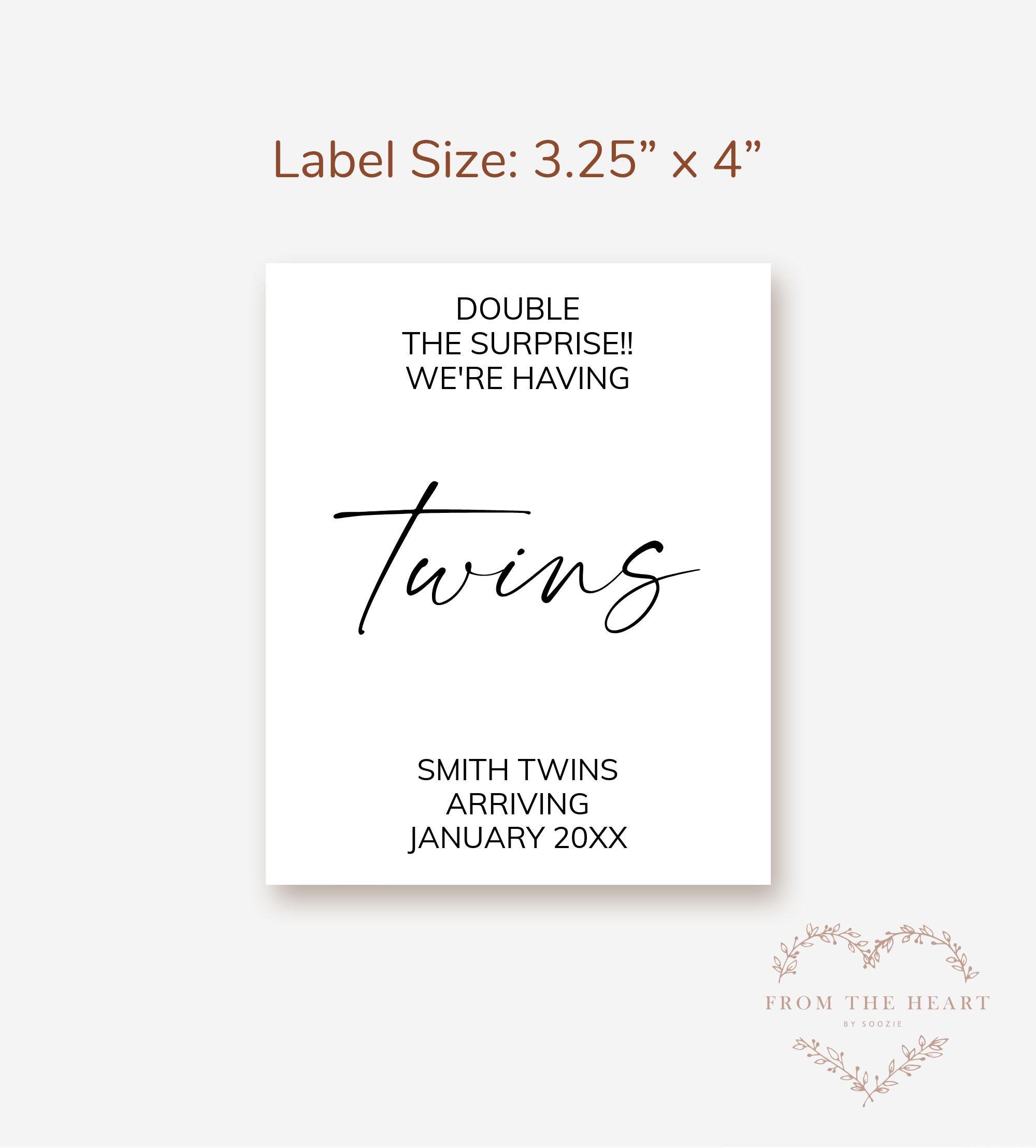 Editable Twin Pregnancy Announcement Wine Labels – Customizable ...