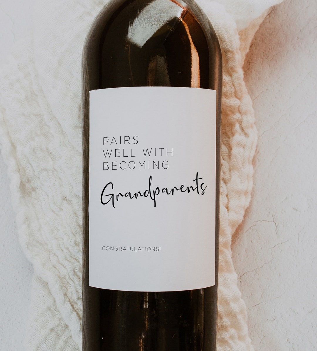 Printable Grandparents Wine Label Pairs Well With Becoming Grandparents ...