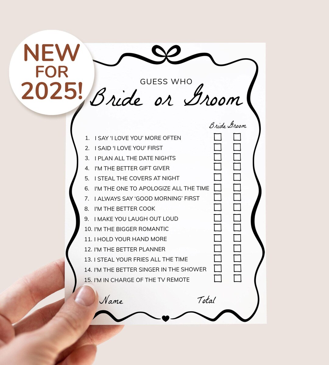 Guess Who Bride or Groom Game, Bridal Shower Game, Bride or Groom ...