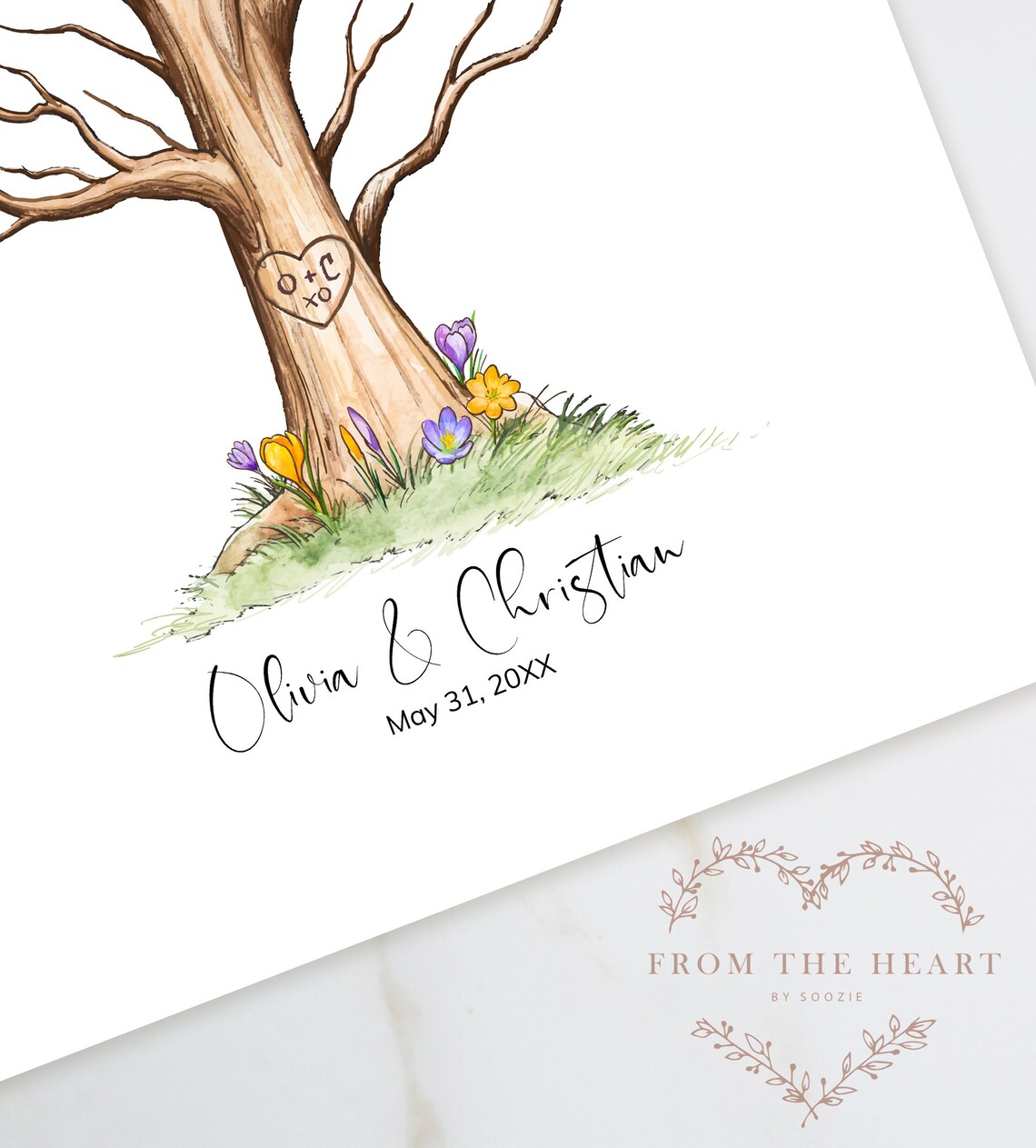 Editable Wedding Guest Book Fingerprint Tree Template, Unique Wedding ...