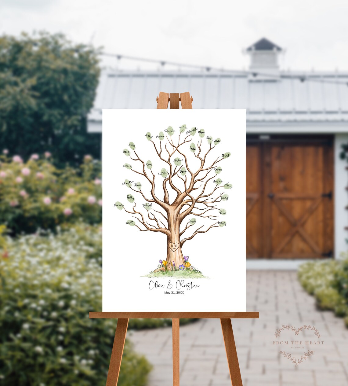 Editable Wedding Guest Book Fingerprint Tree Template, Unique ...