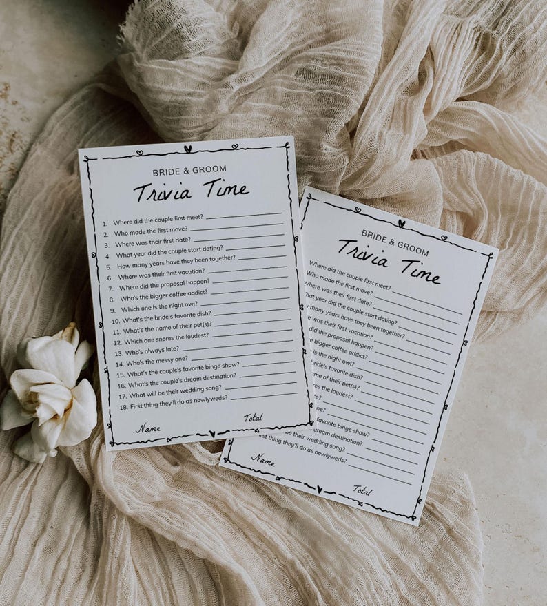 Bride and Groom Game, Printable Bridal Shower Trivia, Who Knows the ...