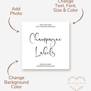 Editable Champagne Label Template | Custom Mini Wine Bottle Label ...