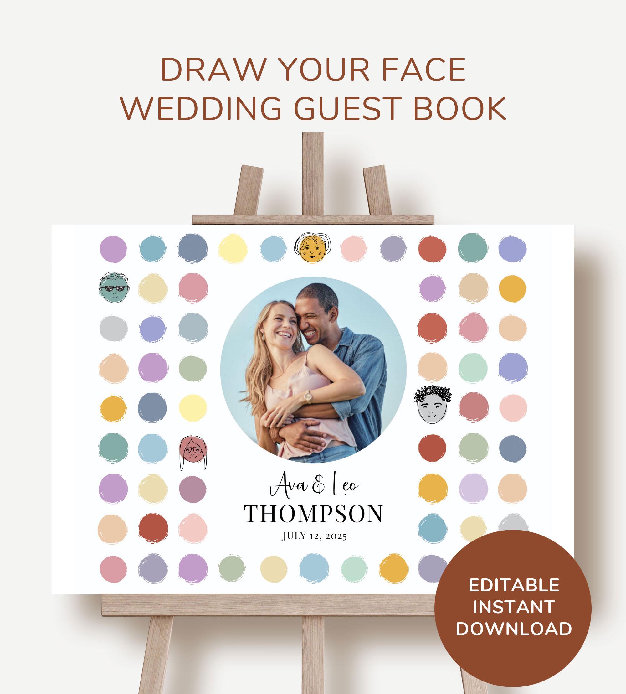 Draw Your Face Wedding Guest Book – Funny Guestbook Alternative ...