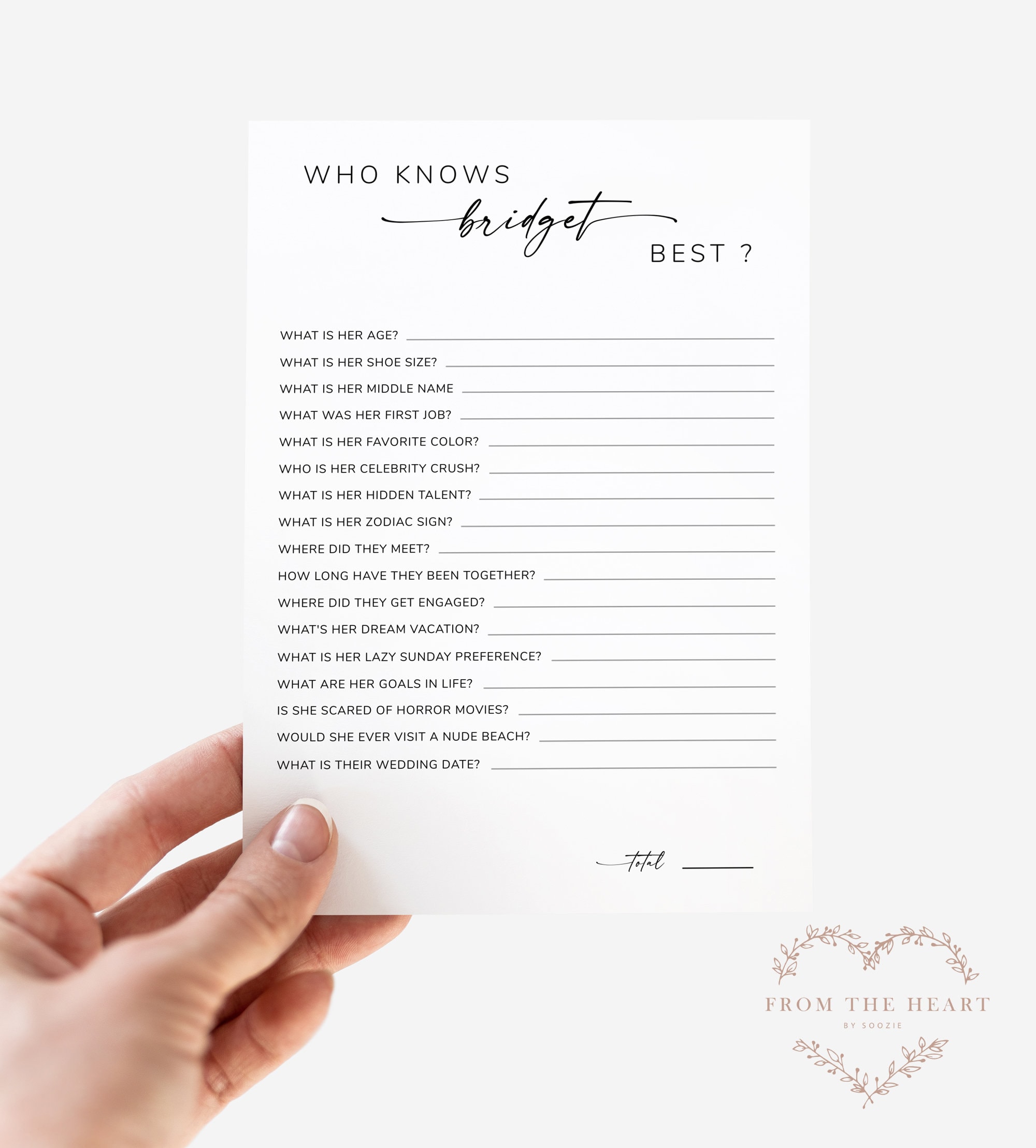 Editable Who Knows the Bride Best Bridal Shower Game Template, Bridal ...