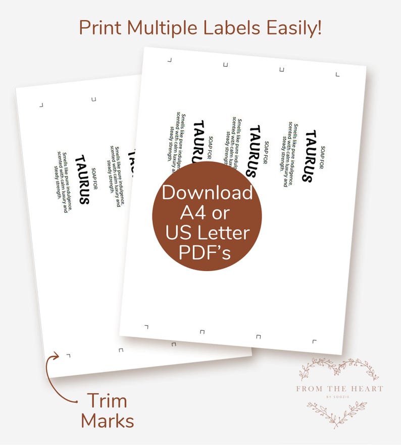 Taurus Soap Label – DIY Birthday Gift, Handmade Soap Wrap, Astrology ...