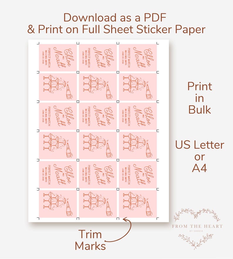 Editable Wedding Matchbox Label Template – "perfect Match" Favor ...