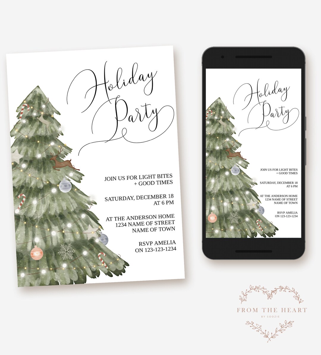 Editable Holiday Party Invitation & Evite Template, Christmas Party ...