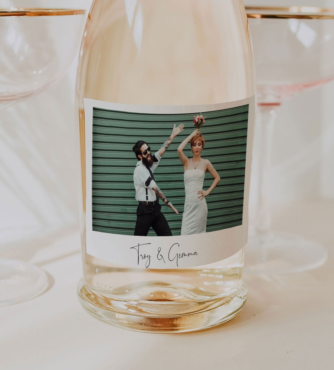 Custom Photo Champagne Label - Wedding Engagement Wine Label ...