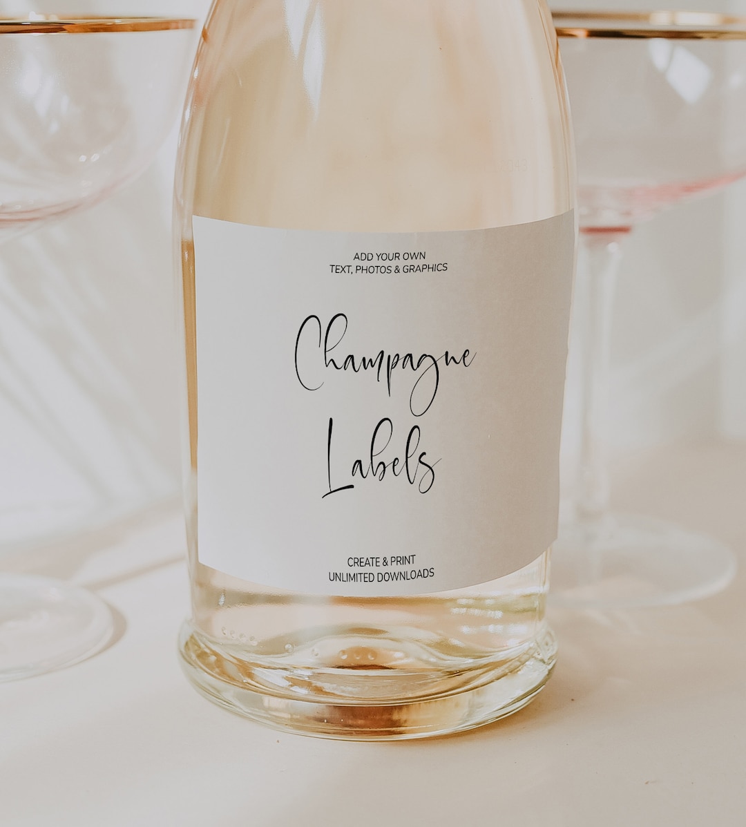 Editable Champagne Label Template | Custom Mini Wine Bottle Label ...