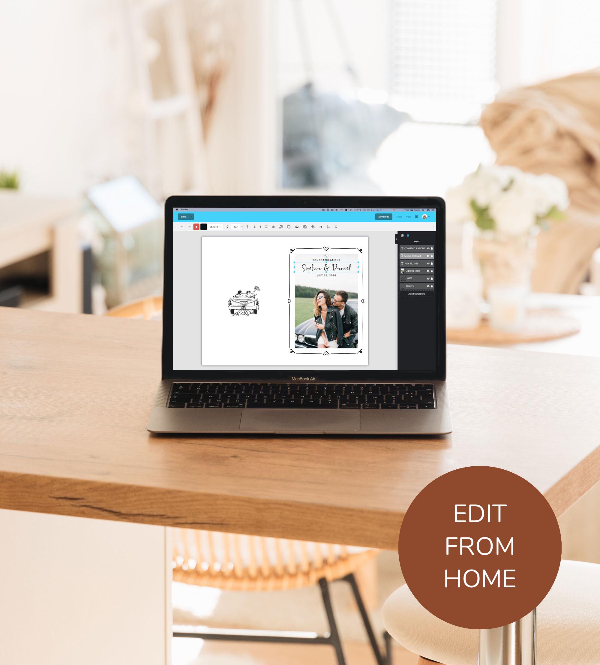 Editable Wedding Photo Greeting Card – Foldable Personalized Wedding ...