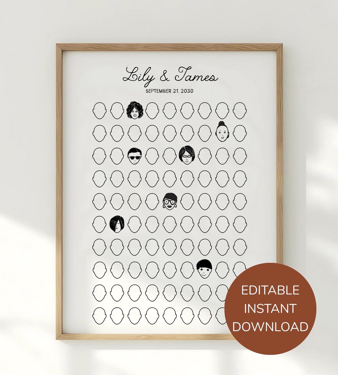 Draw Your Face Wedding Guestbook Template – Funny Editable Guest Book ...