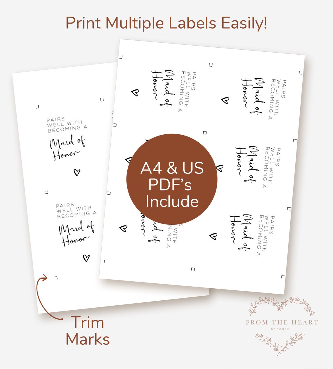 Printable Maid of Honor Proposal Wine Label Pairs Well With Maid of ...