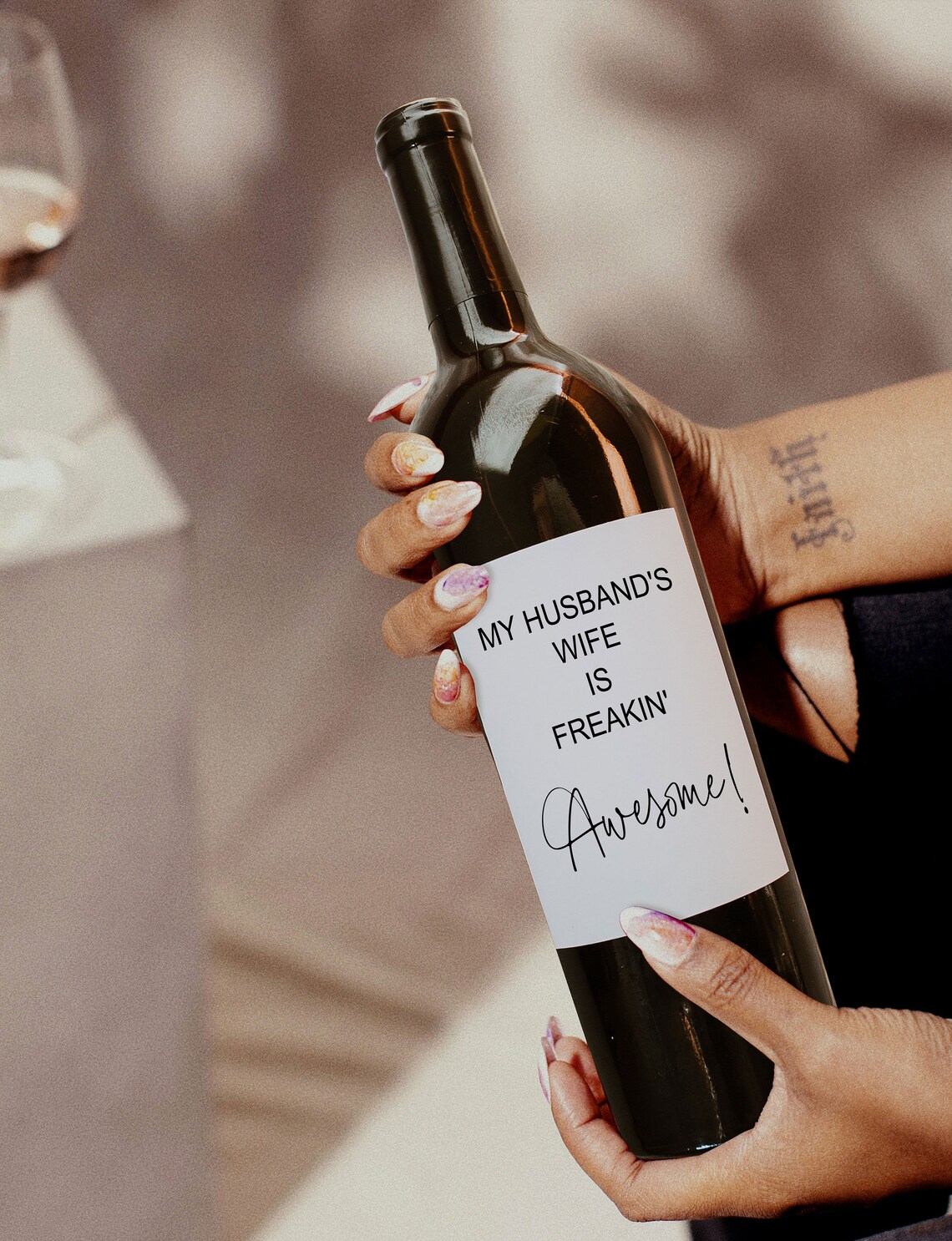 Printable Wine Bottle Label My Husband's Wife is Freakin' Awesome ...