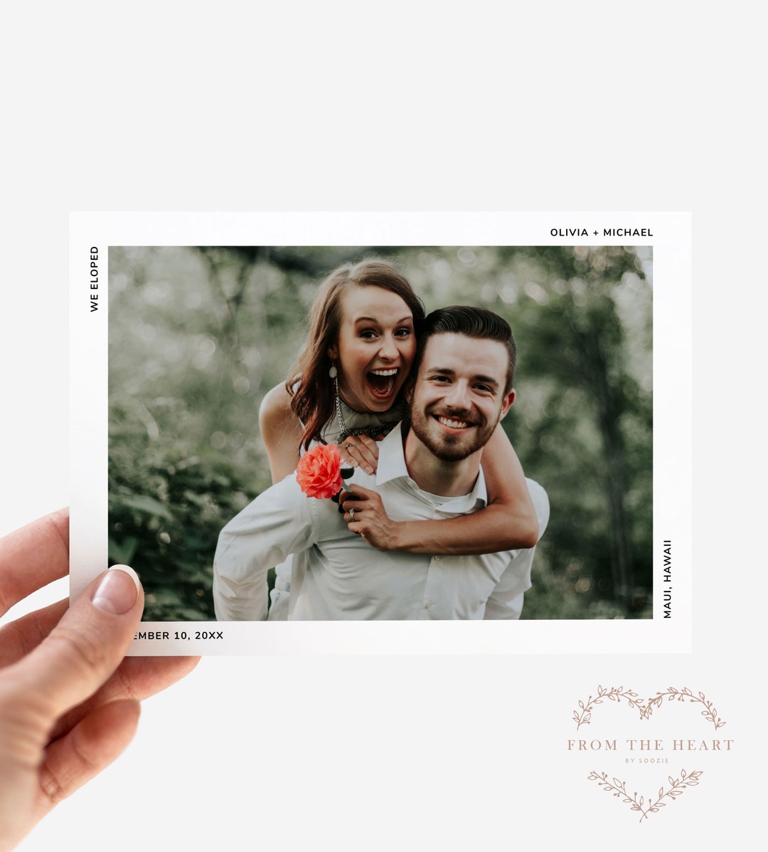 Editable Elopement Announcement Template, We Eloped Card, Modern Photo ...