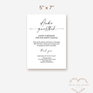 Printable Audio Guestbook Sign | Leave a Message Wedding Sign | Phone ...