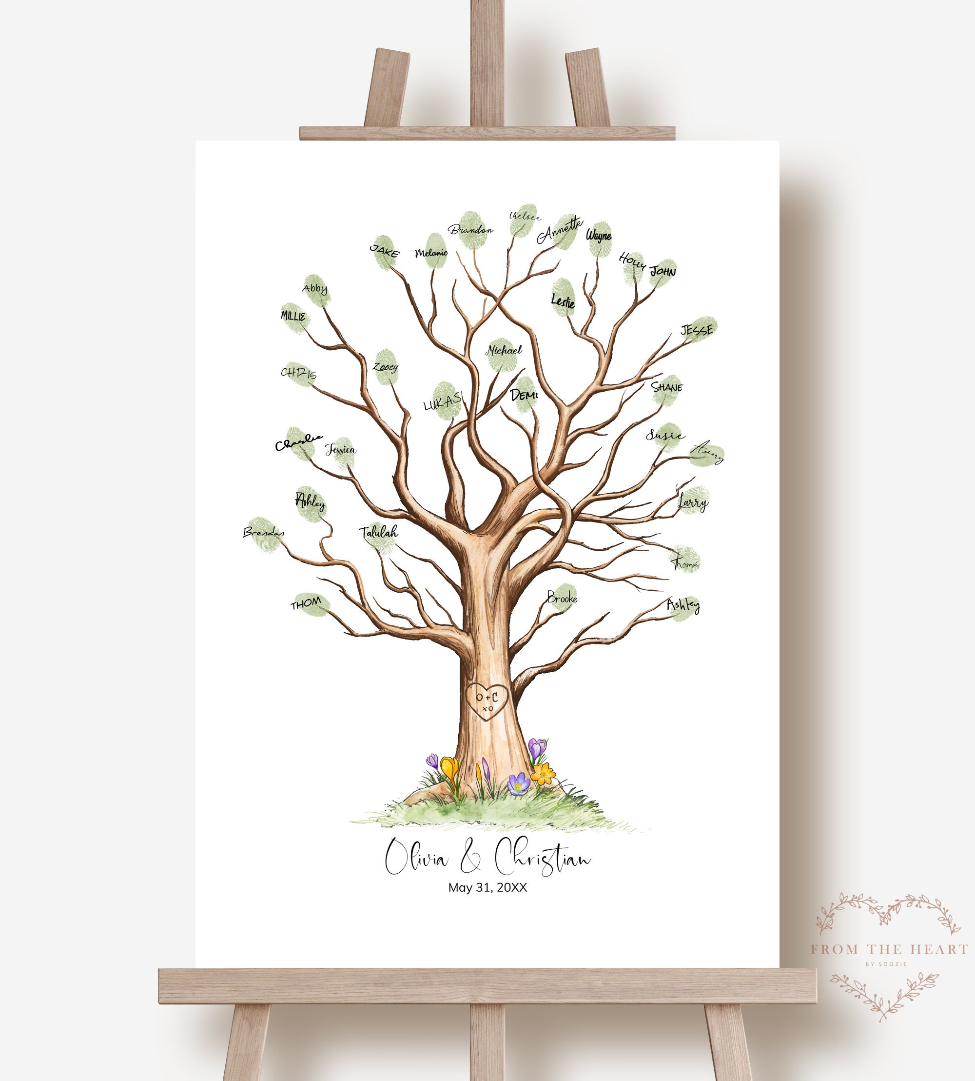 Editable Wedding Guest Book Fingerprint Tree Template, Unique ...