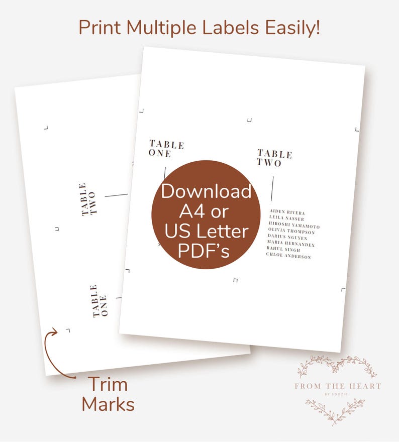 Editable Wedding Table Number Template, Wedding Table Cards, Modern ...