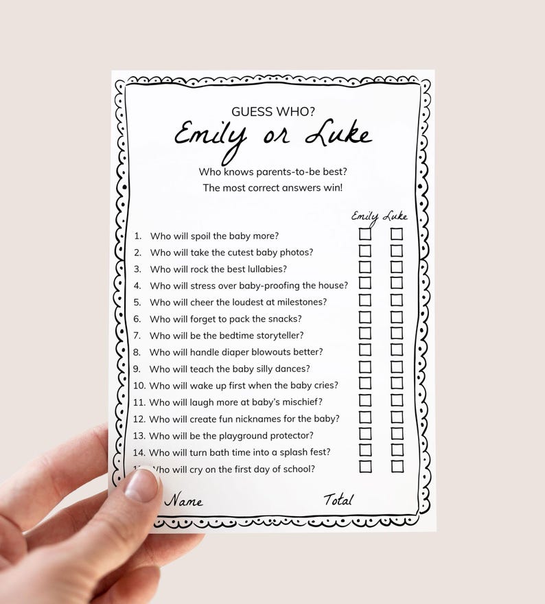 Editable Baby Shower Game | Guess Who Mommy or Daddy | Fun Baby Shower ...