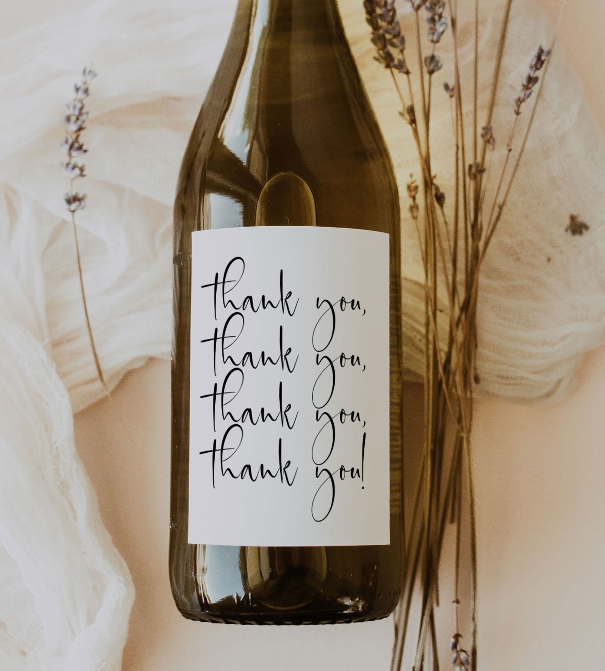 Printable Thank You Wine Label | Wine Thank You Gifts | Wedding Thank ...