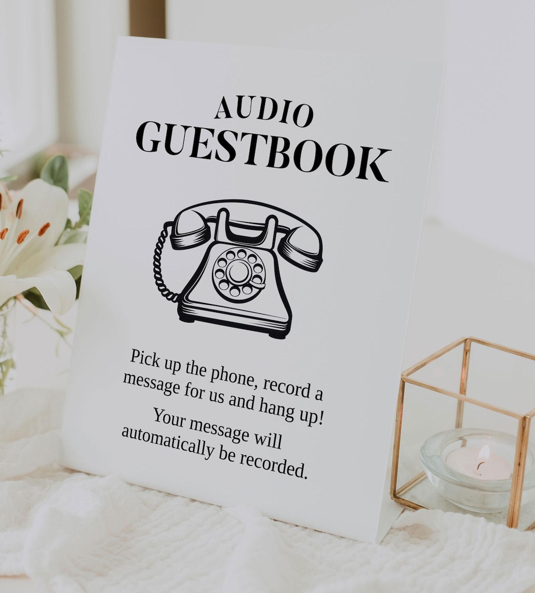 Audio Guestbook Sign, Audio Guestbook Instructions Sign, Wedding ...