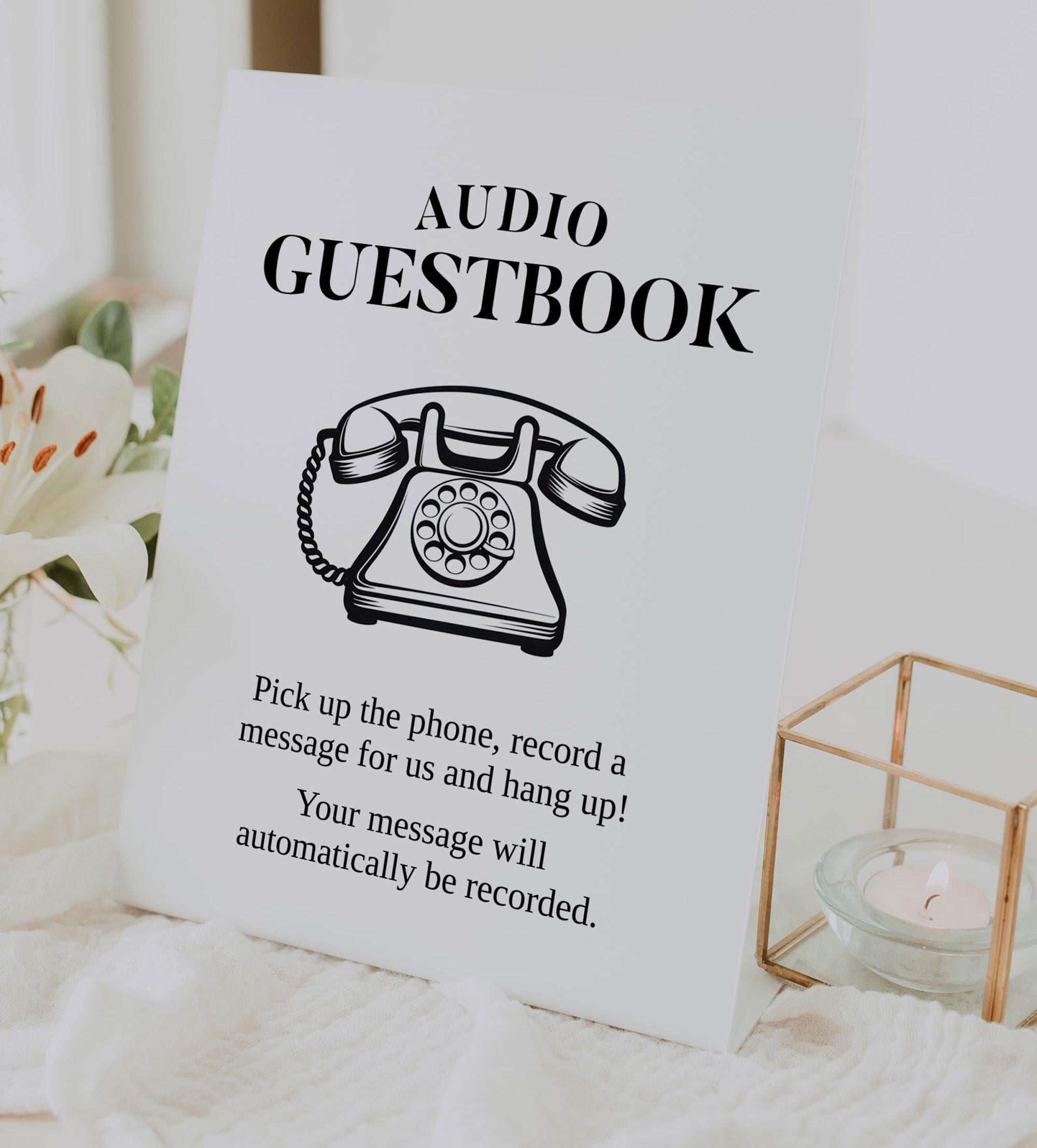 Audio Guestbook Sign Printable, Wedding Guest Book Alternative, Leave a ...