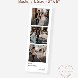 Editable Wedding Photo Strip Bookmark Template Printable, Wedding ...