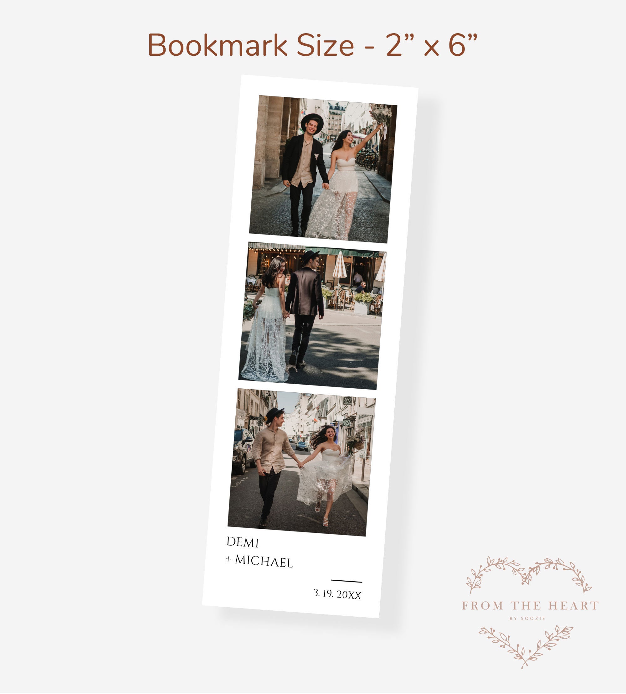 Editable Wedding Photo Strip Bookmark Template Printable, Wedding ...