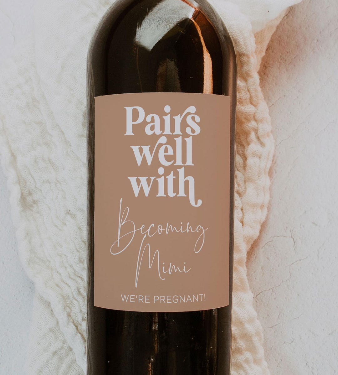 Pairs Well With Becoming Mimi Wine Label, Pregnancy Announcement ...