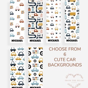 Editable Cute Car Printable Name Bookmark Template, Bookmark Template ...